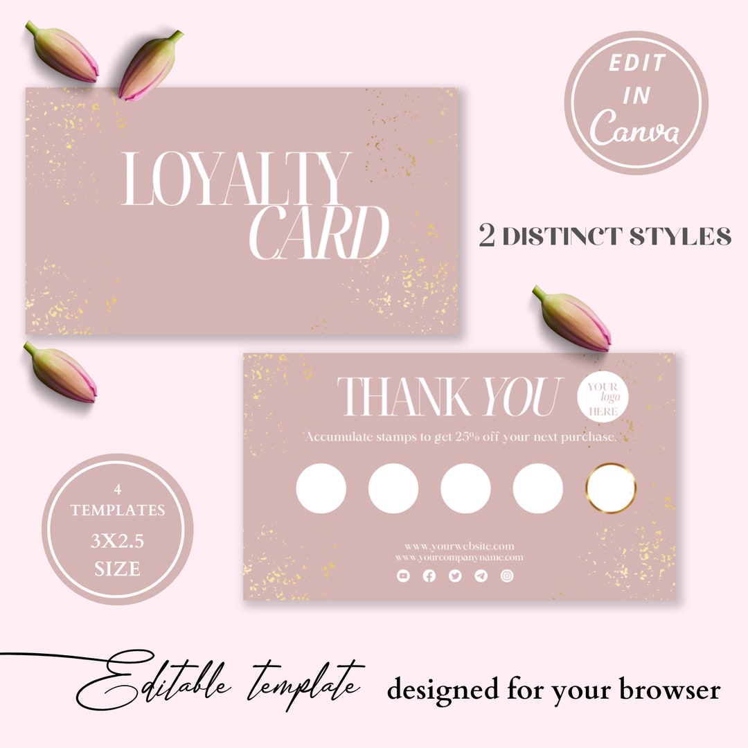 Loyalty Card Stamp I Thank You Cards, Canva DIY Template, Customer ...