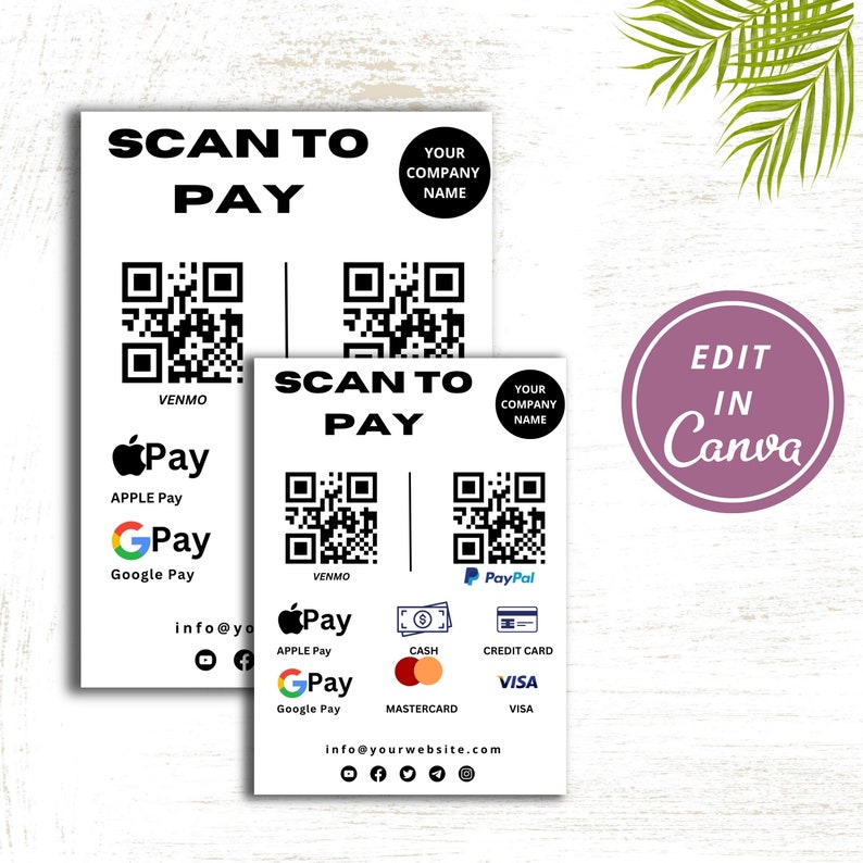 Scan to Pay Template I Canva Template I QR Code Sign I Editabile ...