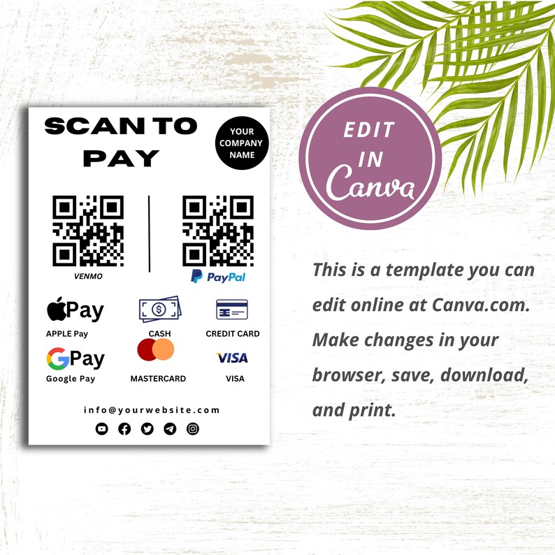 Scan to Pay Template I Canva Template I QR Code Sign I Editabile ...