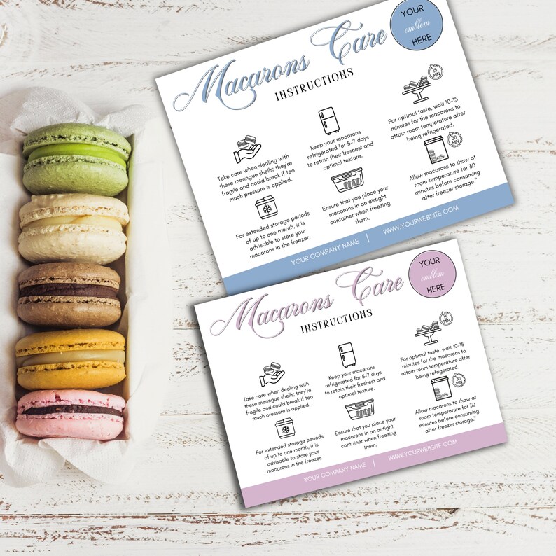 Macaron Care Card Icanva Template I Business Cards, Care Imstructions ...
