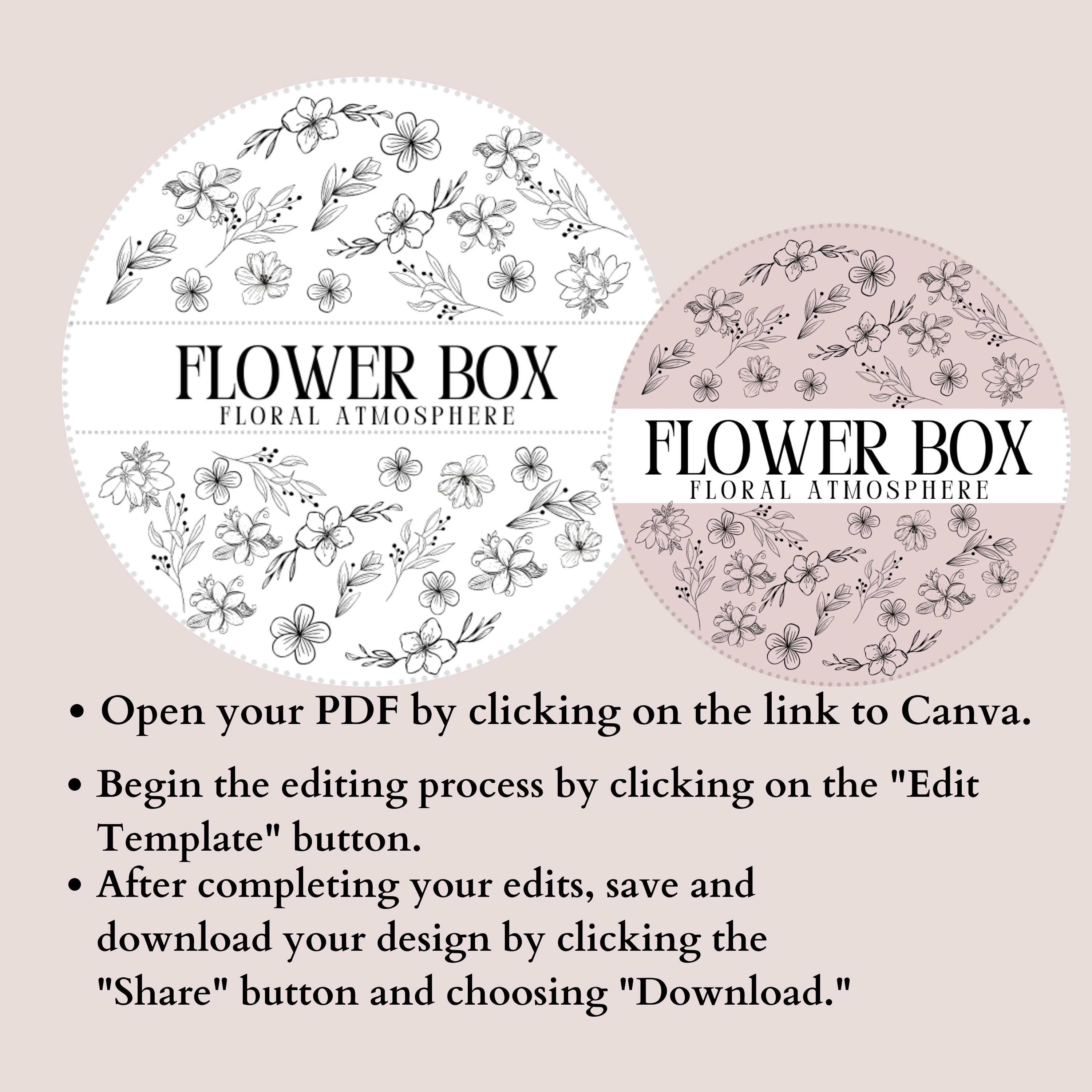Floral Box Label Sticker: Florist Packaging Template (canva Template ...