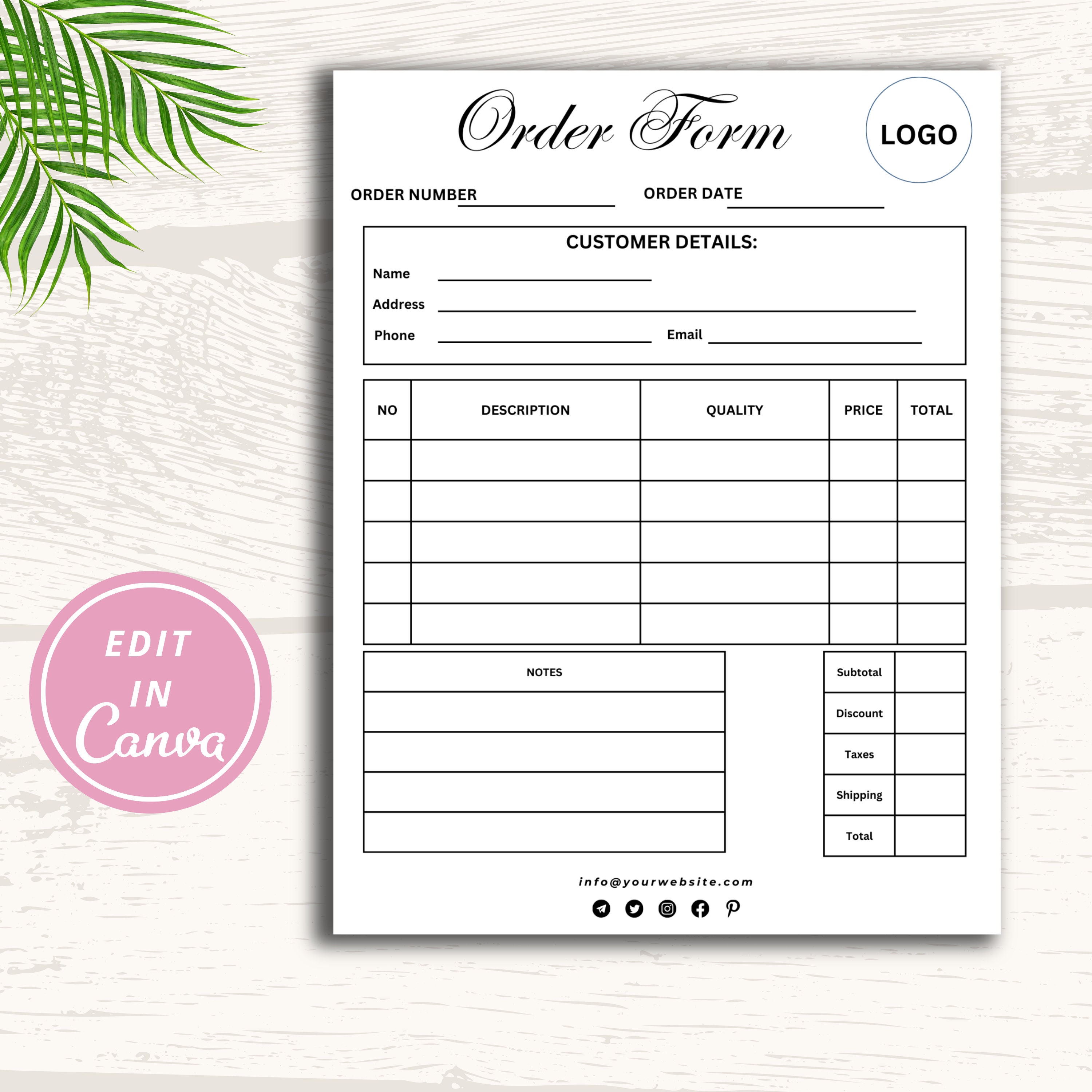 Order Form Template | Editable Canva Template, Custom Order Form ...