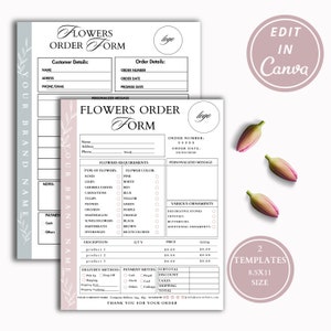 Florist I Order From I Wedding Flowers I Invoice Template, Order Form ...