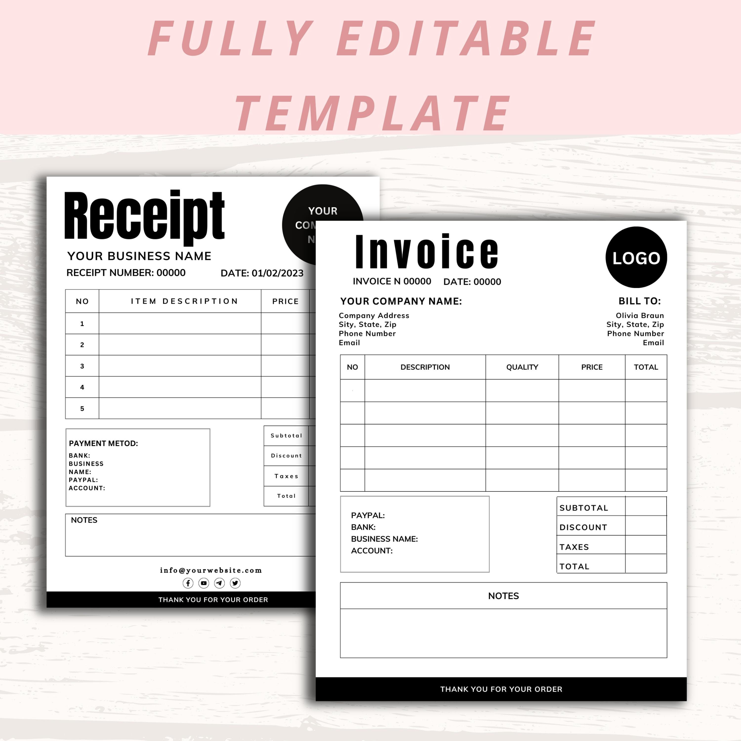 Invoice Template Editable Canva Template, Custom Order Form Printable ...