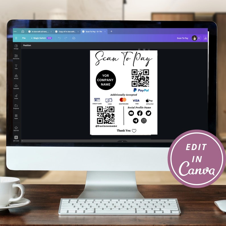 Scan to Pay Template I Canva Template I QR Code Sign I Editabile ...
