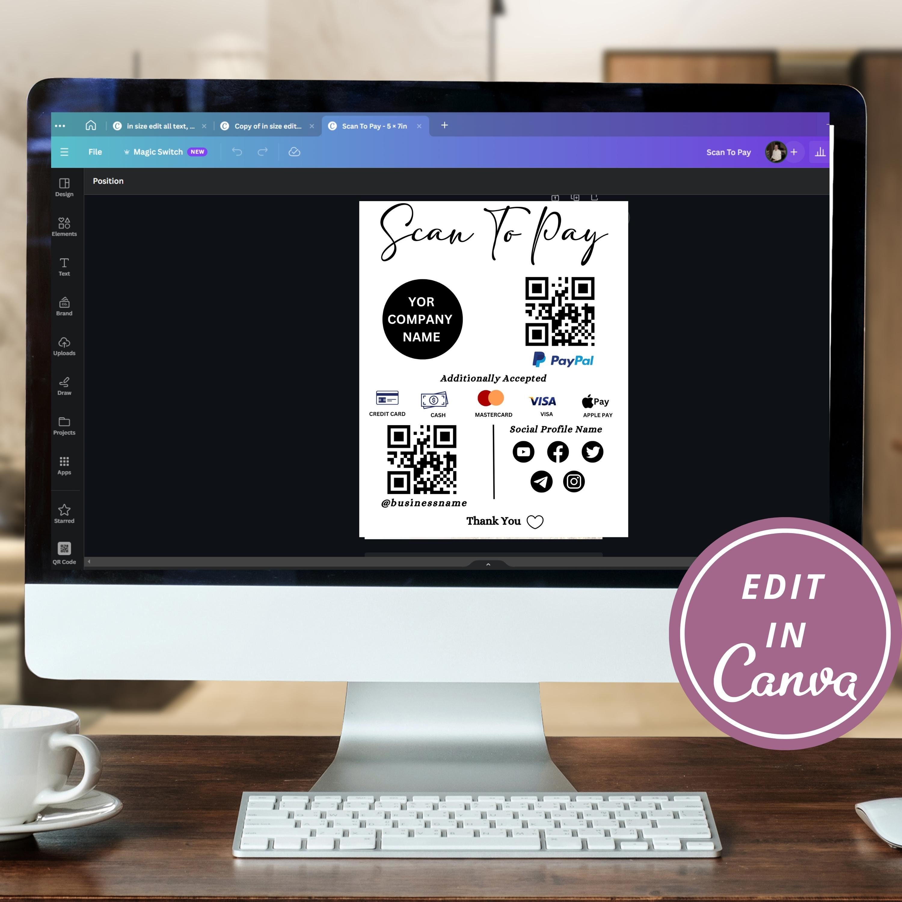 Scan to Pay Template I Canva Template I QR Code Sign I Editabile ...