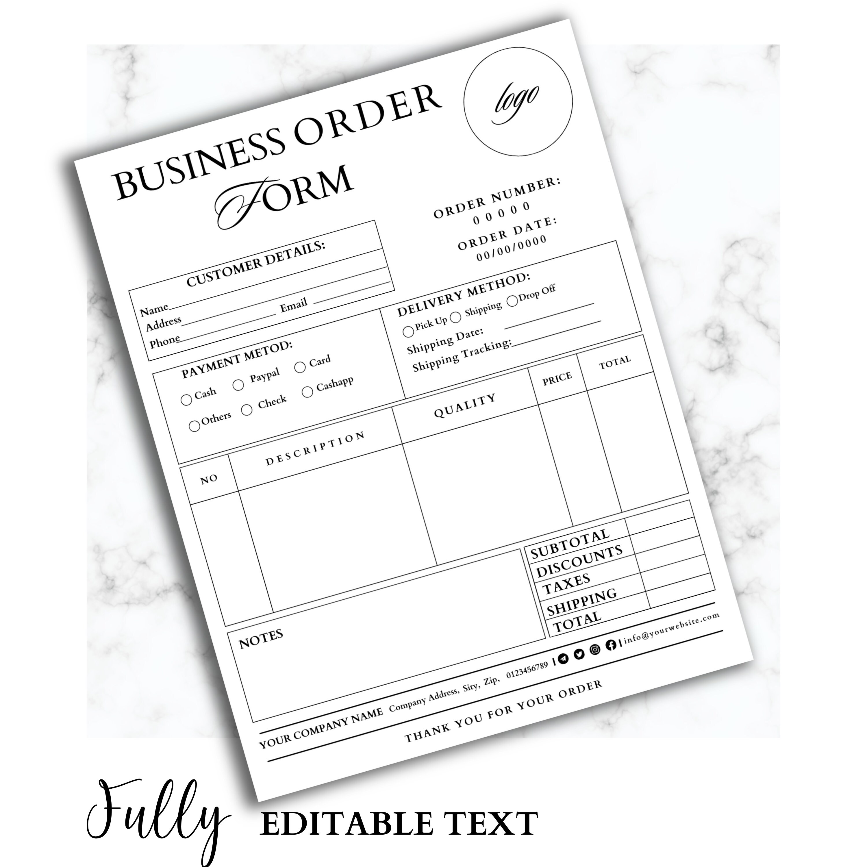 Order Form Template Editable Canva Template, Custom Order Form ...