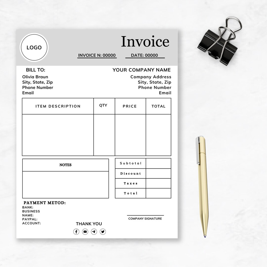 Invoice Template Editable Canva Template Custom Order Form - Etsy Australia