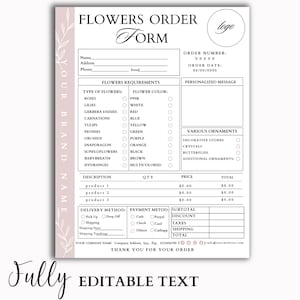 Florist I Order From I Wedding Flowers I Invoice Template, Order Form ...