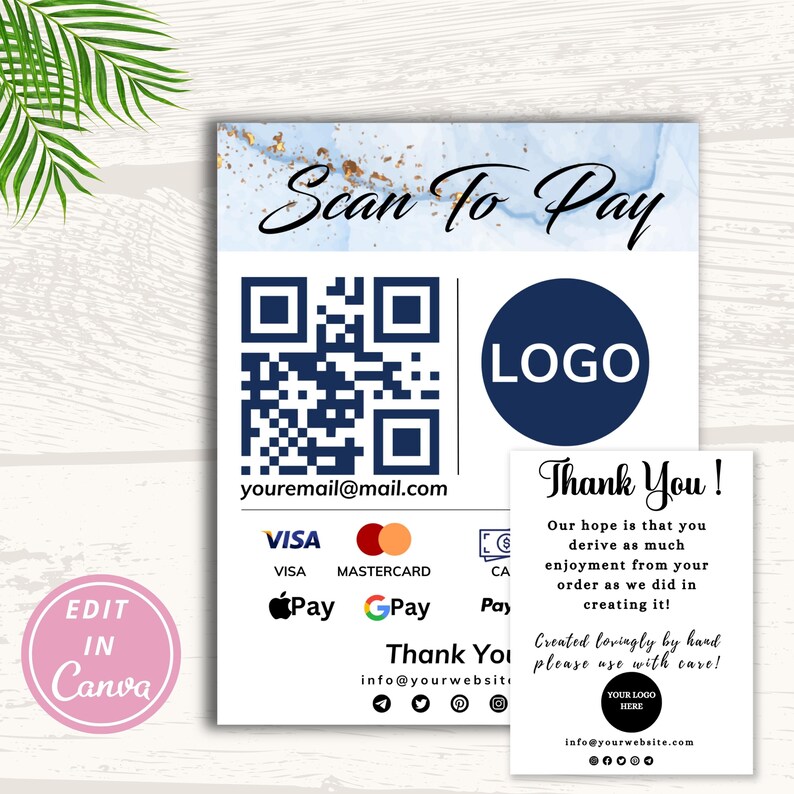 Scan to Pay Sign Template: QR Code Business Sign (canva Editable ...