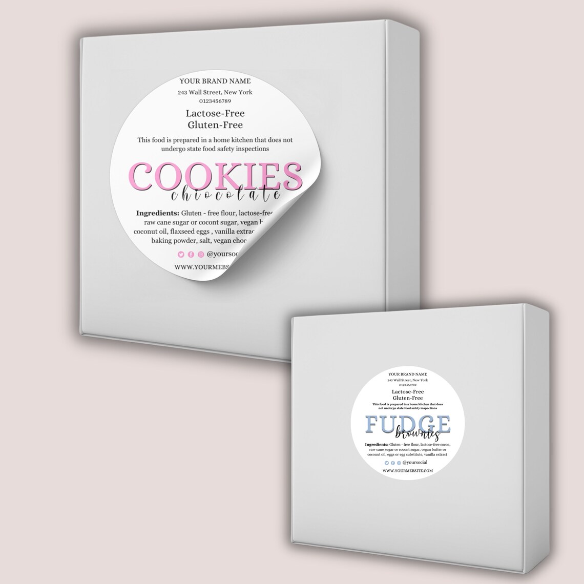 Bakery Stickers I Vegan Fudge I Canva Tempalates, Gluten Free, Simple ...