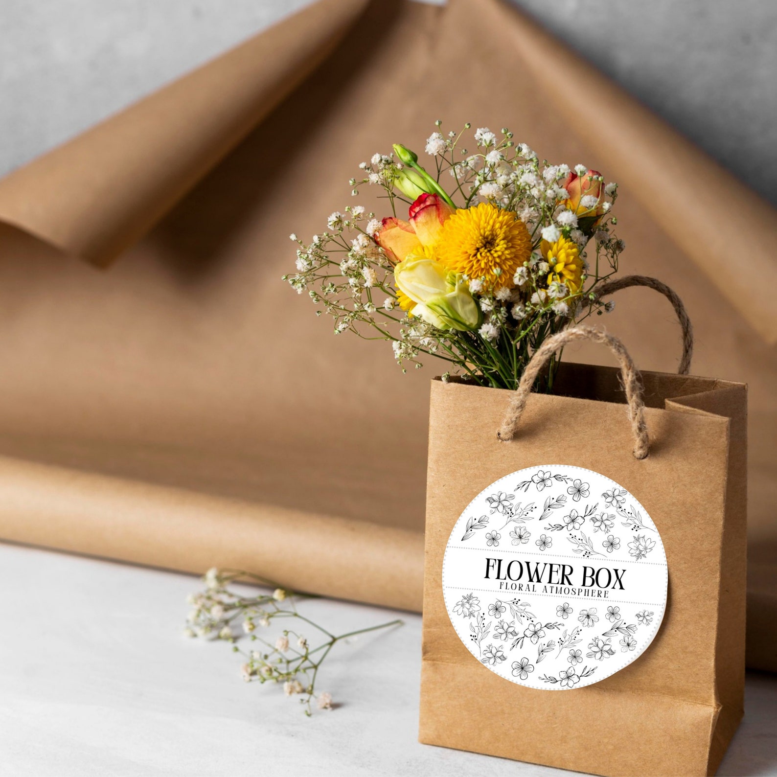 Floral Box Label Sticker: Florist Packaging Template (canva Template ...