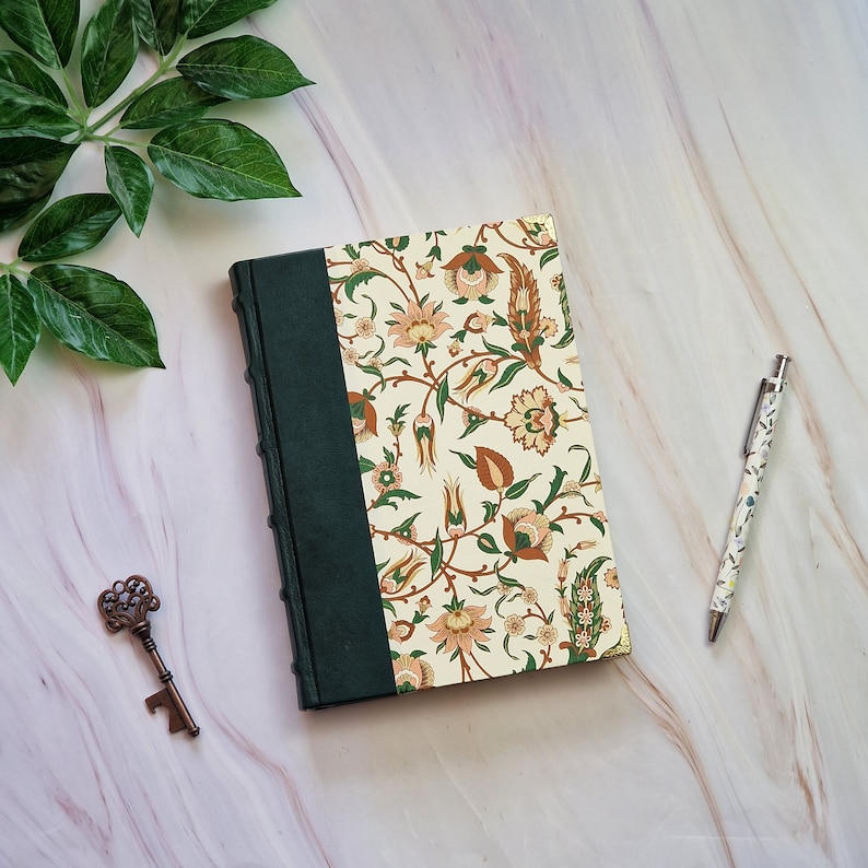 Quarter Leather Bound Notebook Flowers - Etsy