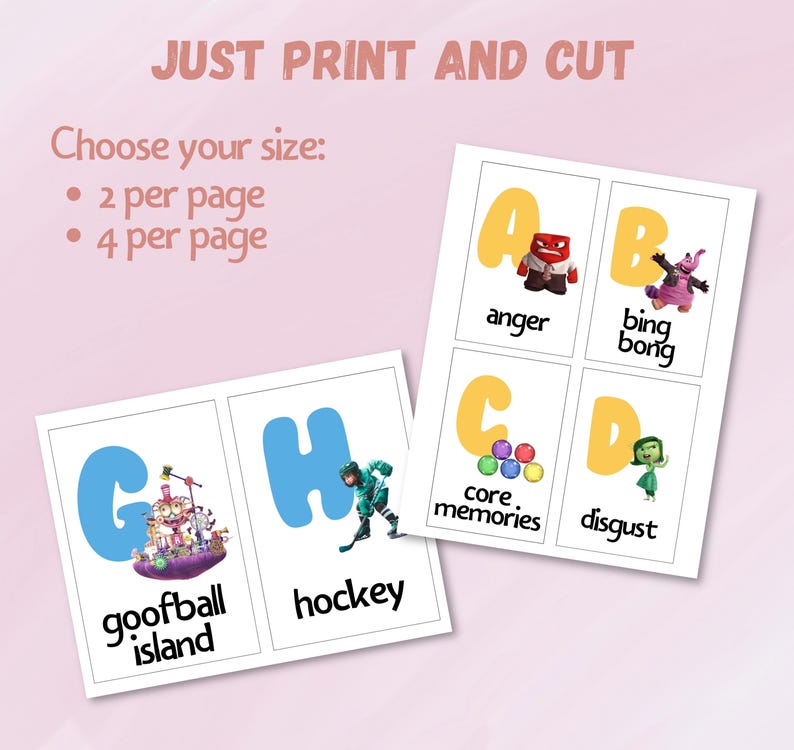 Inside Out Educational Cards, Printable ABC Flash Cards, Inside Out ...