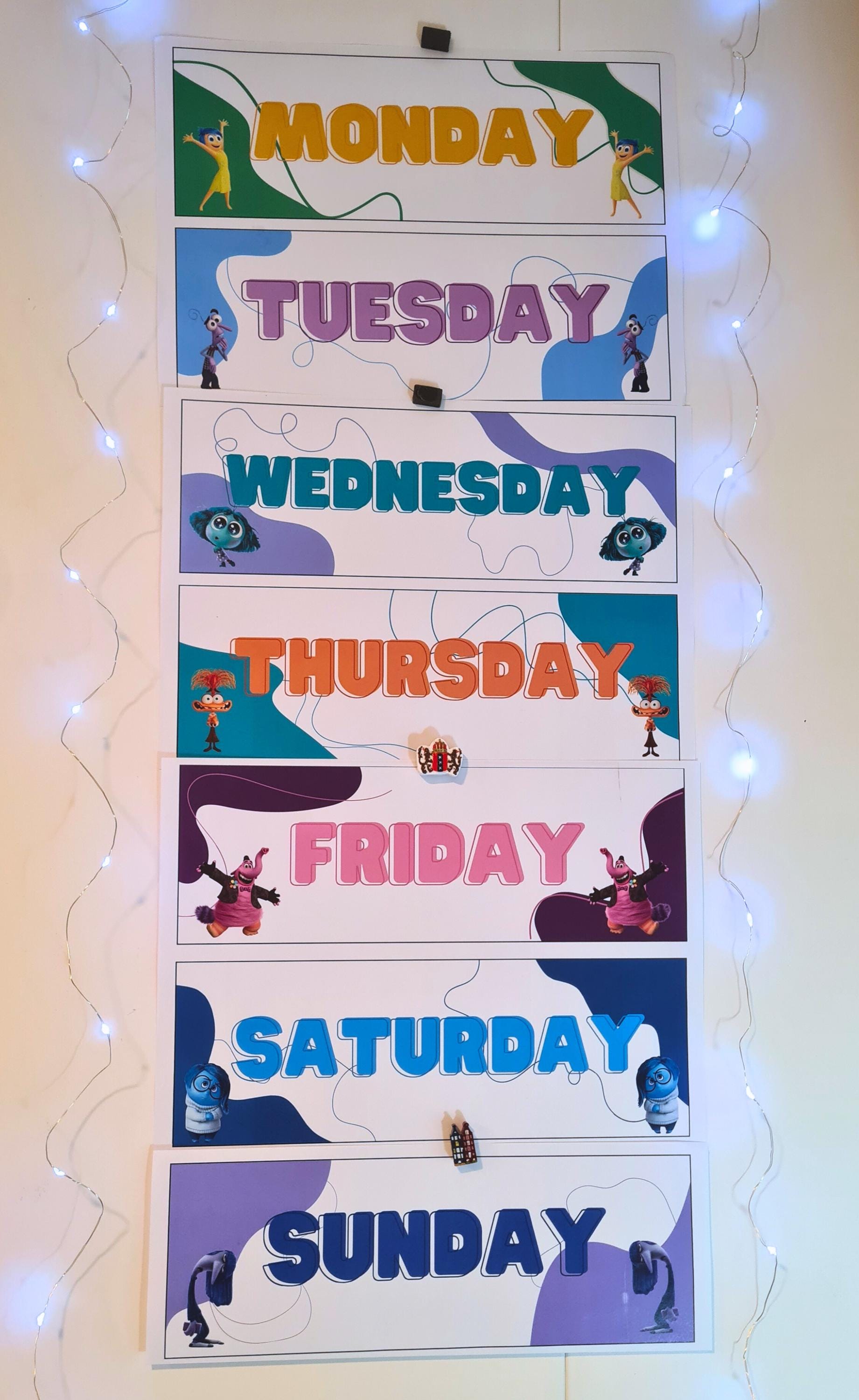 Inside Out Days of the Week Inside Out Classroom Decor Days of the Week ...