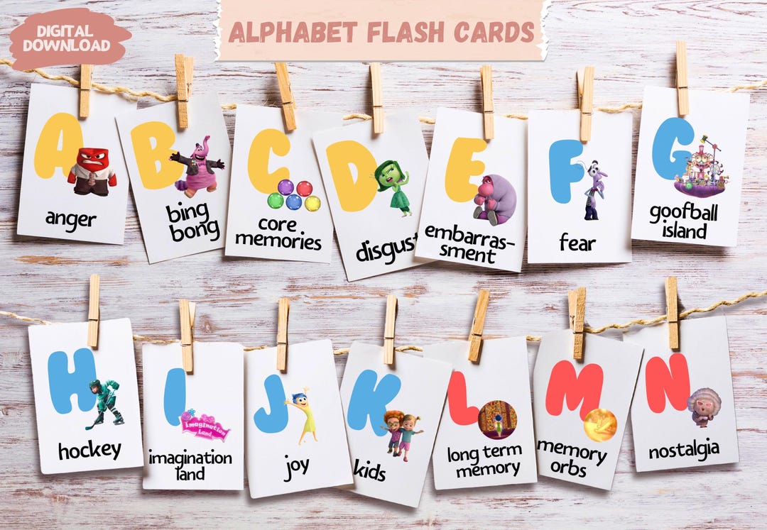 Inside Out Educational Cards, Printable ABC Flash Cards, Inside Out ...