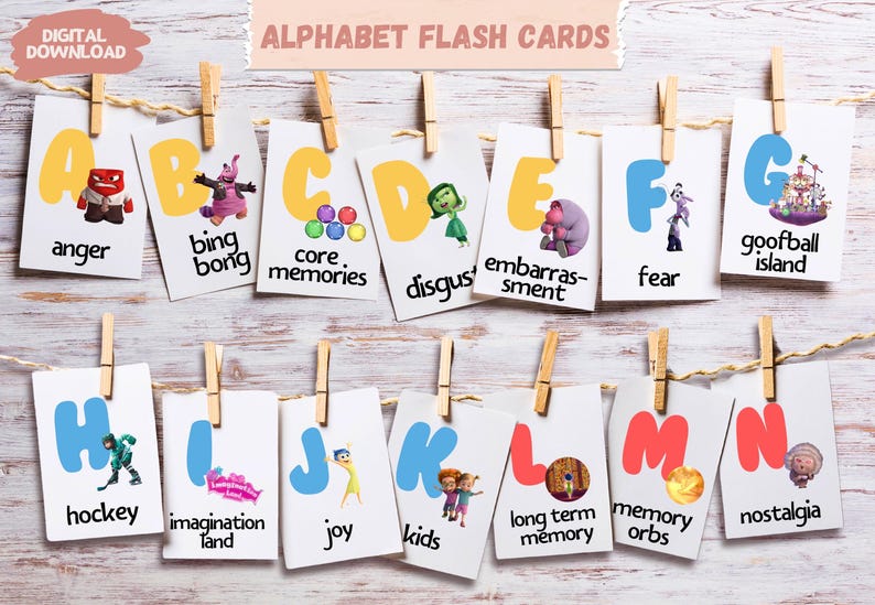 Inside Out Educational Cards, Printable ABC Flash Cards, Inside Out ...