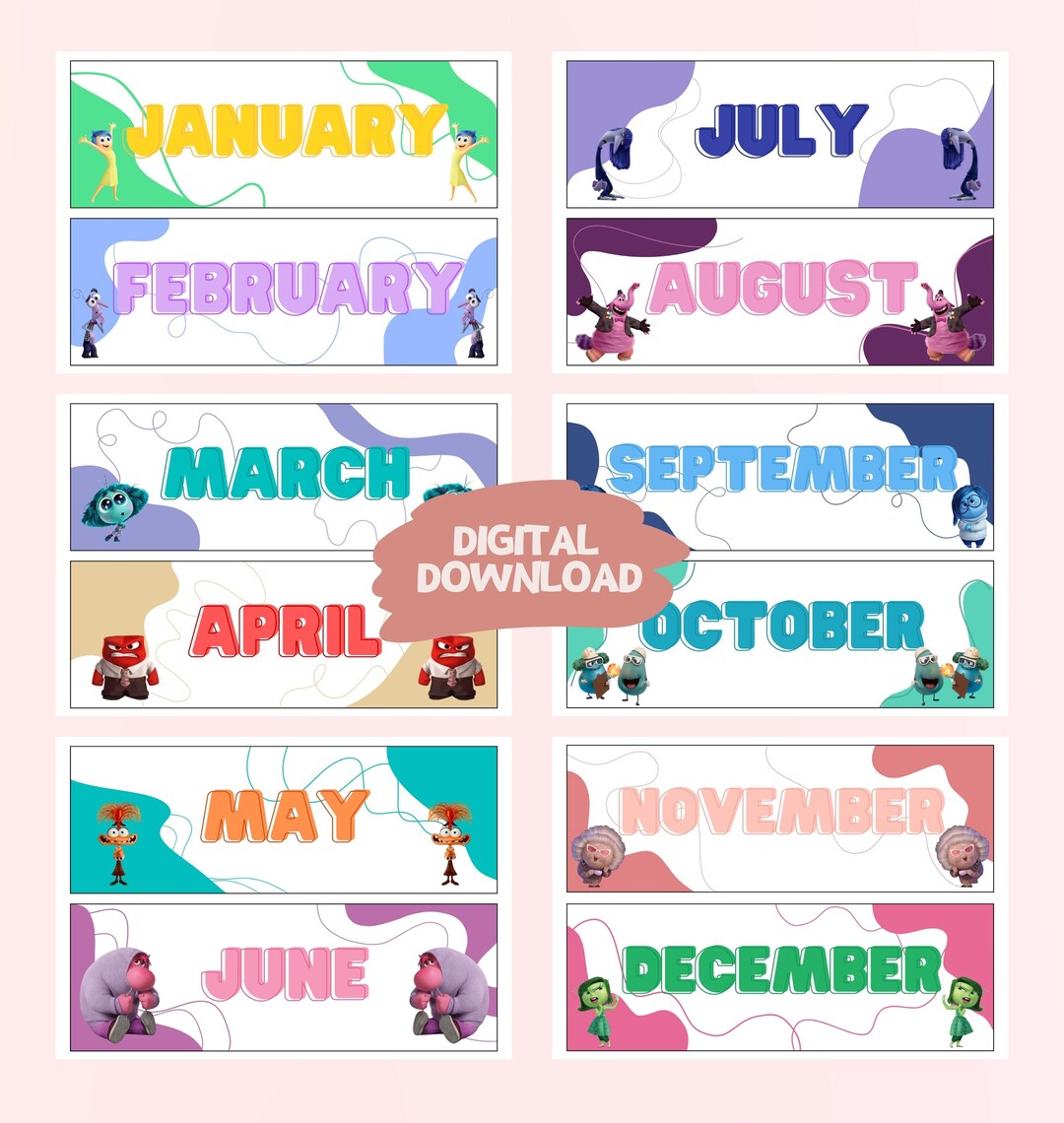 Inside Out Months of the Year, Month Illustrations With Inside Out ...