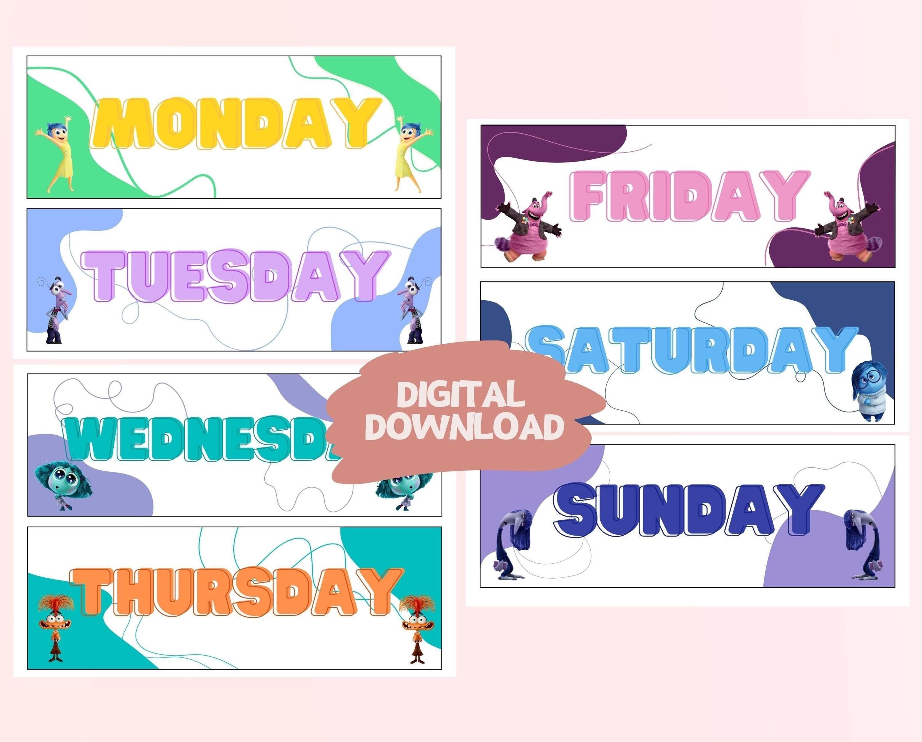 Inside Out Days of the Week Inside Out Classroom Decor Days of the Week ...