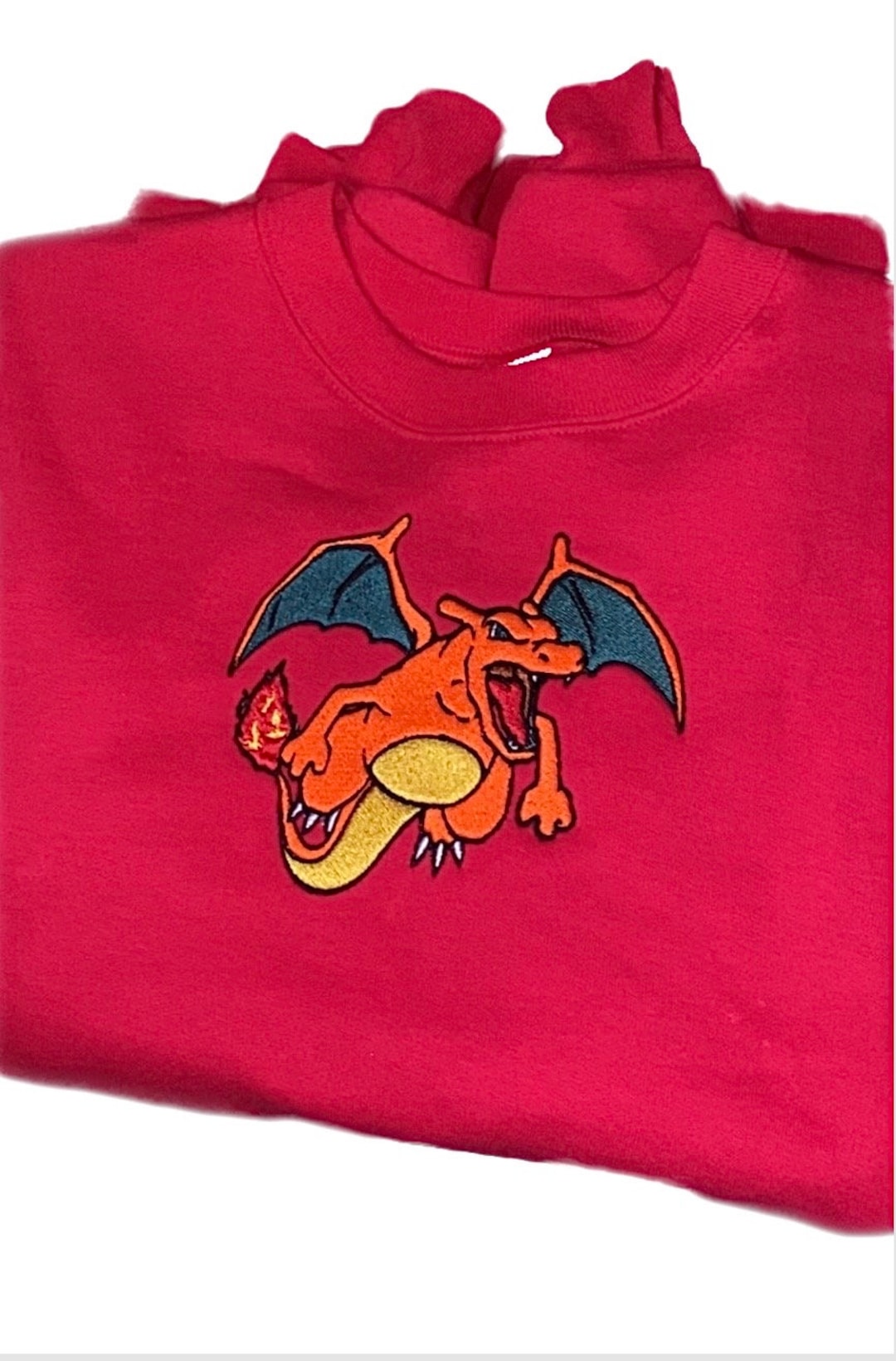 Anime Embroidered Sweater; Pokemon Charizard Embroidered Sweatshirt ...