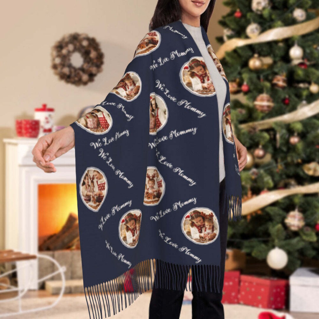 Personalized Scarf Custom Face Photo Soft Cashmere Feel Unisex Scarves ...