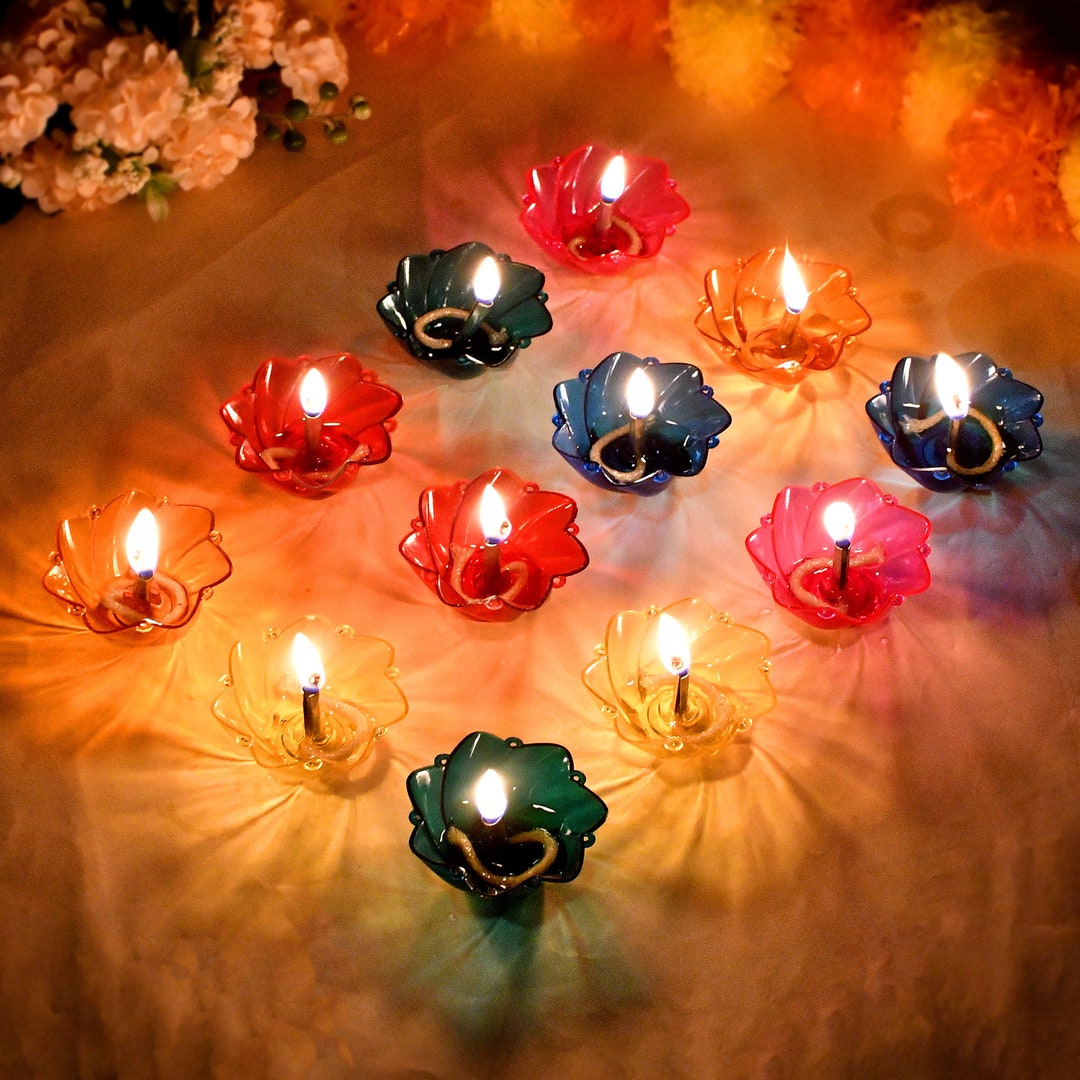Transparent Floating Hard Plastic Diya for Home Decor, Diwali ...