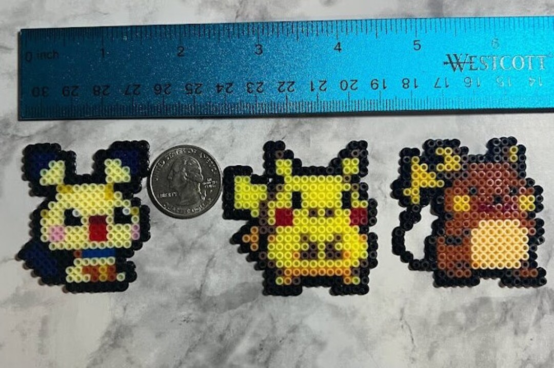 Alt. Pichu, Pikachu, Raichu, Pokémon Mini Perler Keychain, Gift for ...