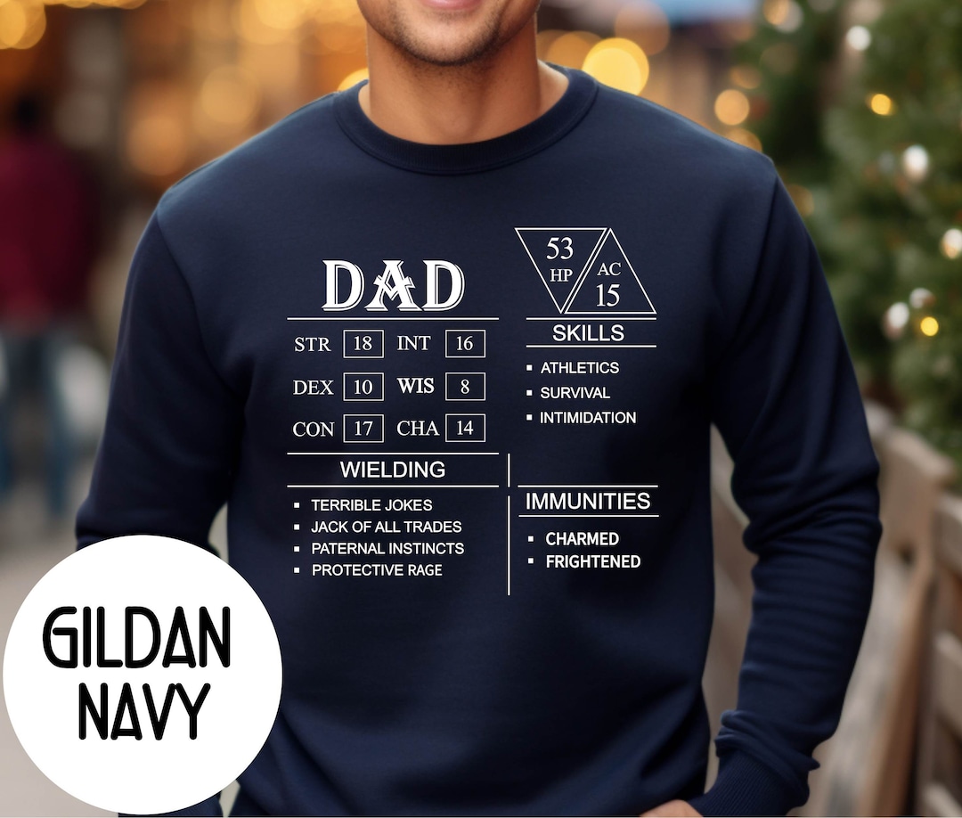 Dad Character Sheet, Role Playing Game Sweatshirt, Dungeons and Dragons ...