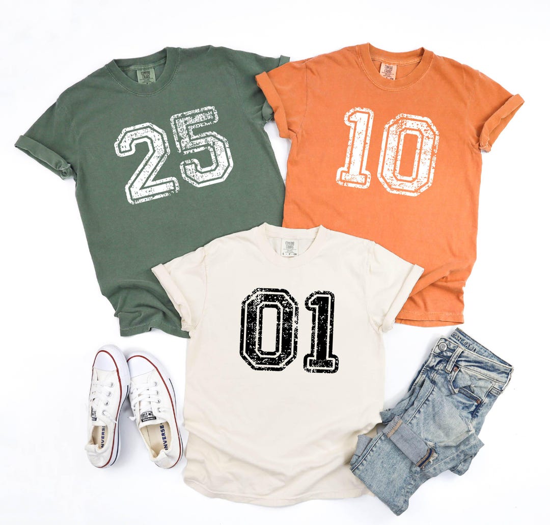 Comfort Colors® Custom Sports Numbered Shirt , Personalized Number ...