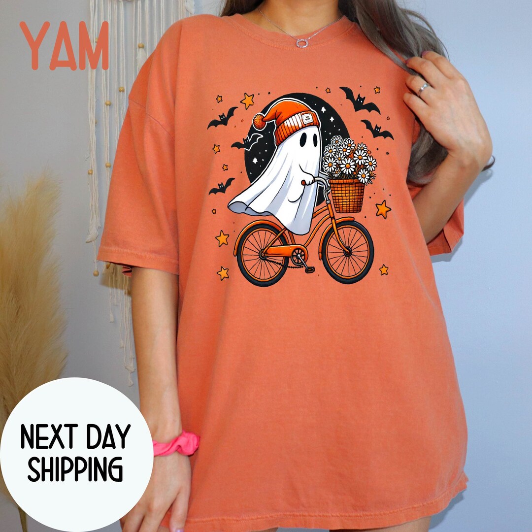 Cute Ghost on Bike Shirt,cute Ghost Riding a Bike Shirt,comfort Colors ...