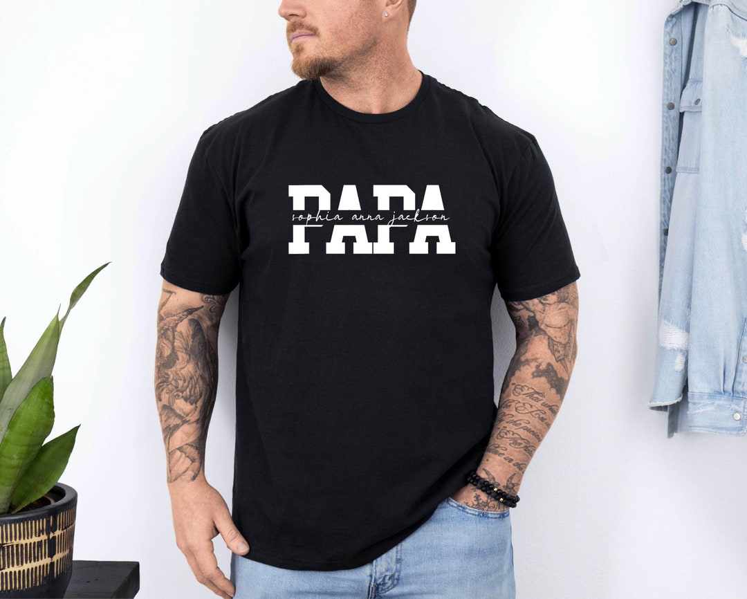 Custom Papa Shirt With Kids Name, Custom Papa Shirt, Christmas Gifts ...