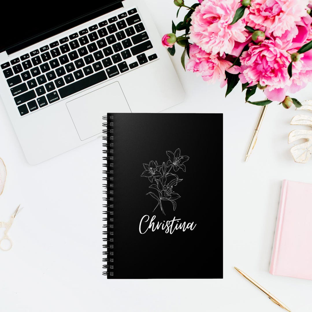 Personalized Birth Flower Spiral Notebook Birthday Gift Notebook Gift ...