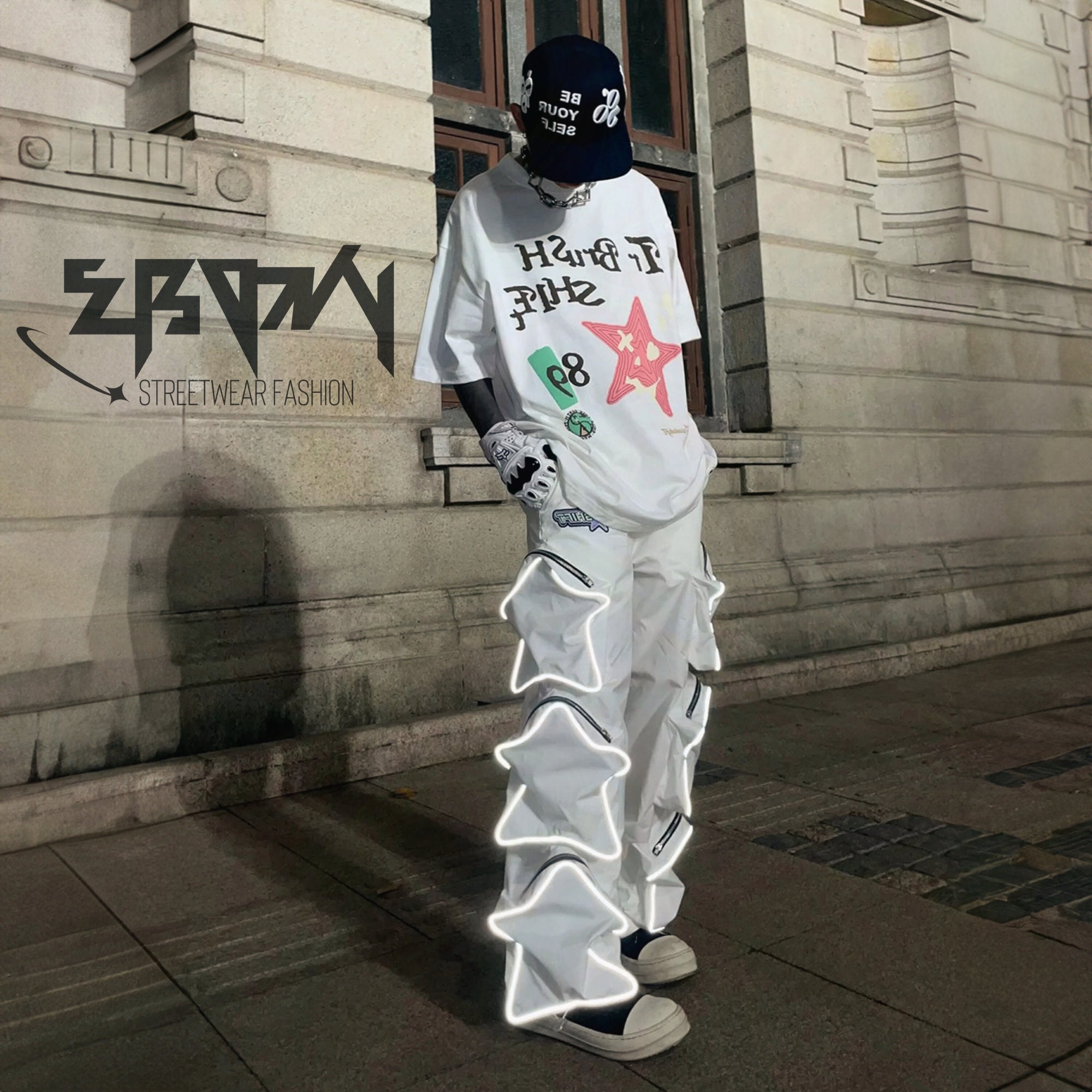 Y2K Baggy Star Cargo Pants Streetwear Pants 2 Colors Casual Pants ...