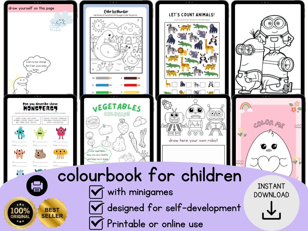 Downloadable Printable Coloring Book for Kids Children - Etsy