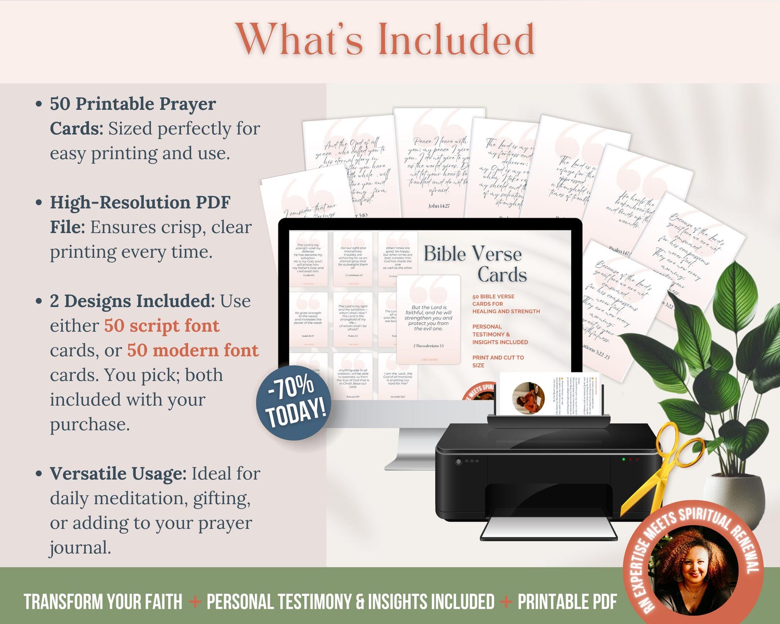 Bible Verse Cards, Set of 50 Prayer Cards, Prayer for Healing Printable ...