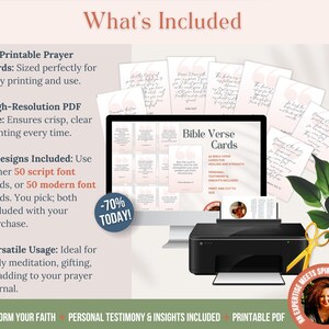 Bible Verse Cards, Set of 50 Prayer Cards, Prayer for Healing Printable ...