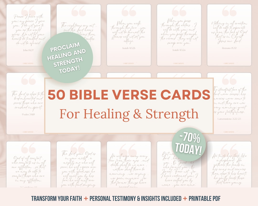 Bible Verse Cards, Set of 50 Prayer Cards, Prayer for Healing Printable ...