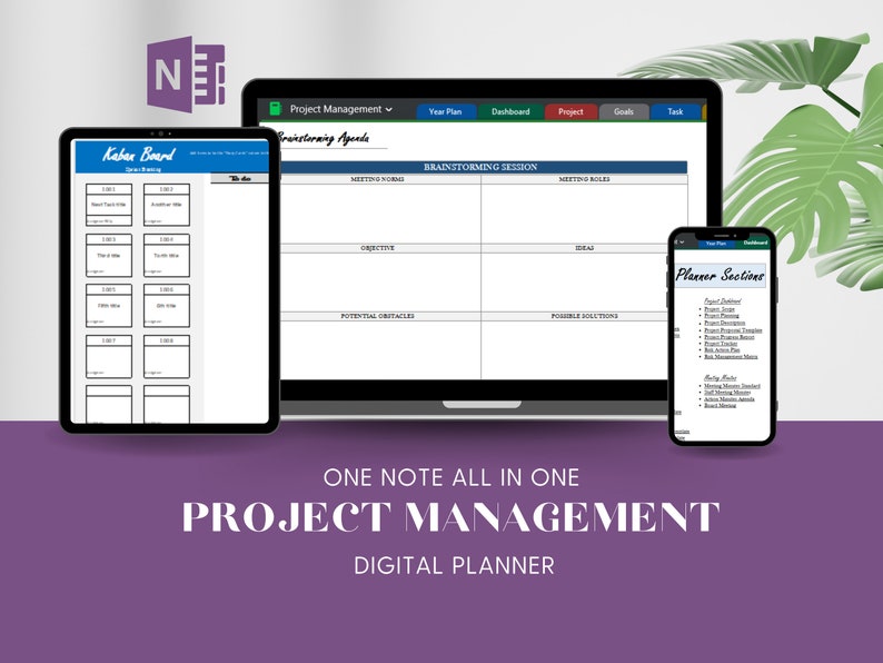 Onenote Project Management Planner, Undated Digital Agenda (digital ...