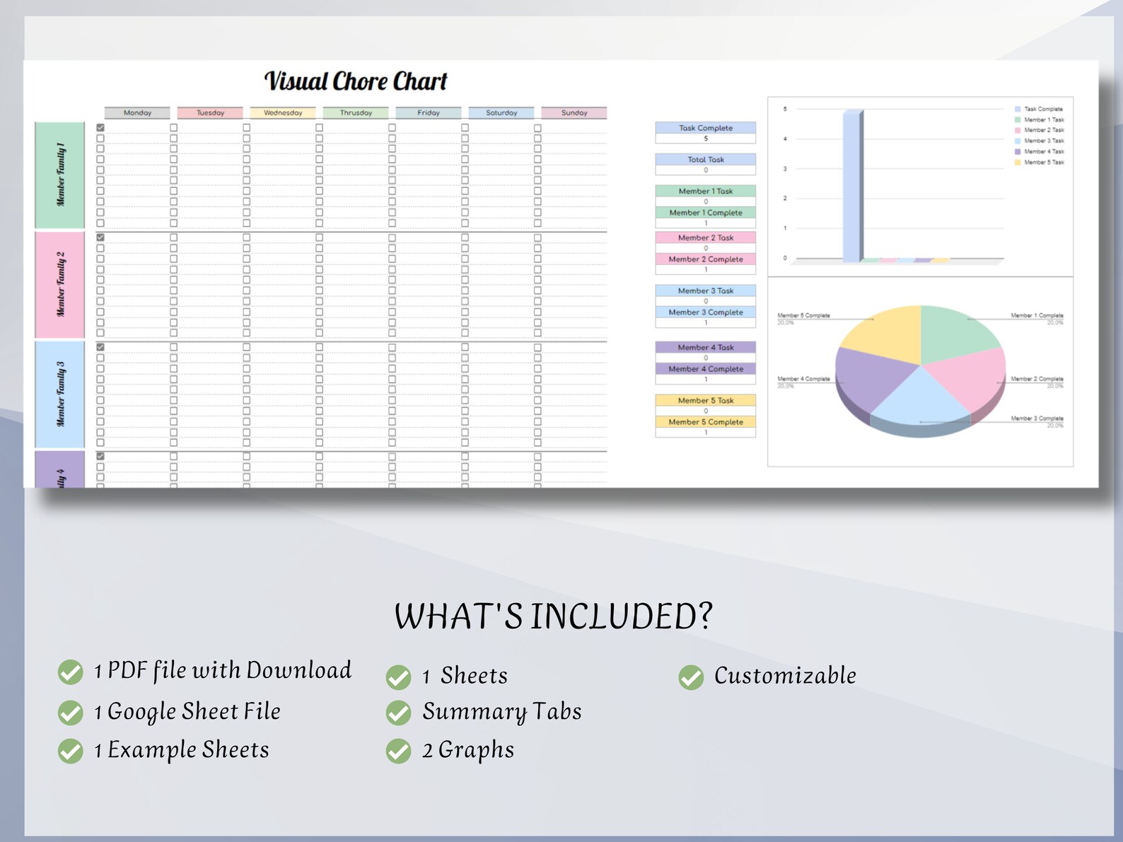Visual Chore Chart Spreadsheet Template, Household Chore, Roommate ...