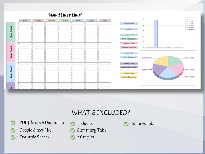 Visual Chore Chart Spreadsheet Template, Household Chore, Roommate ...