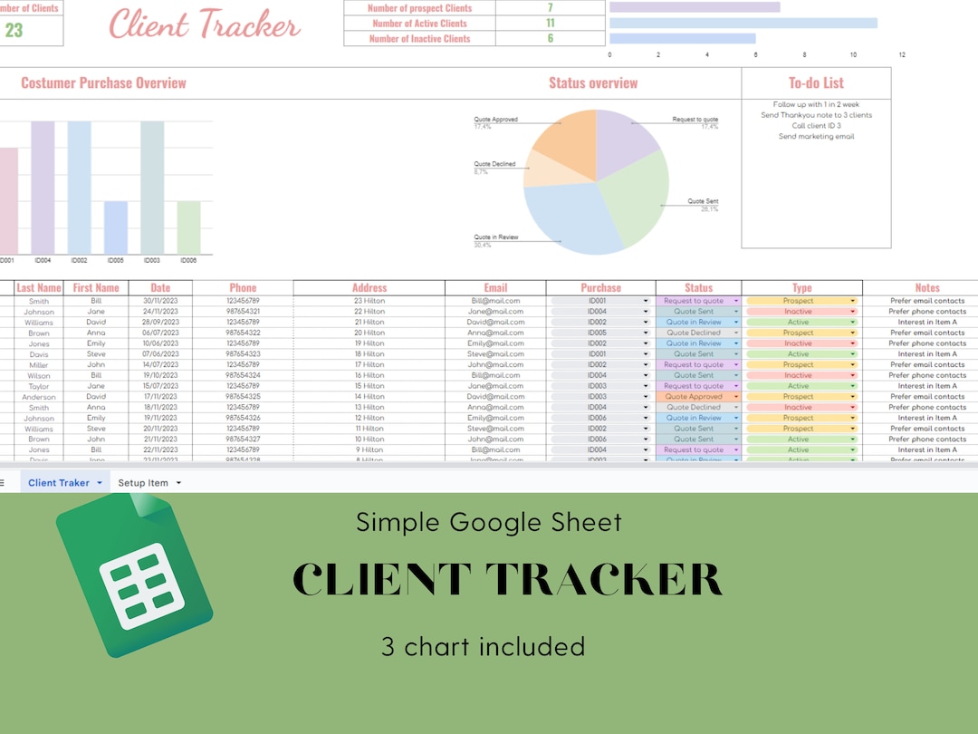 Crm Spreadsheet,client Tracker, Small Business Template, Google Sheets ...