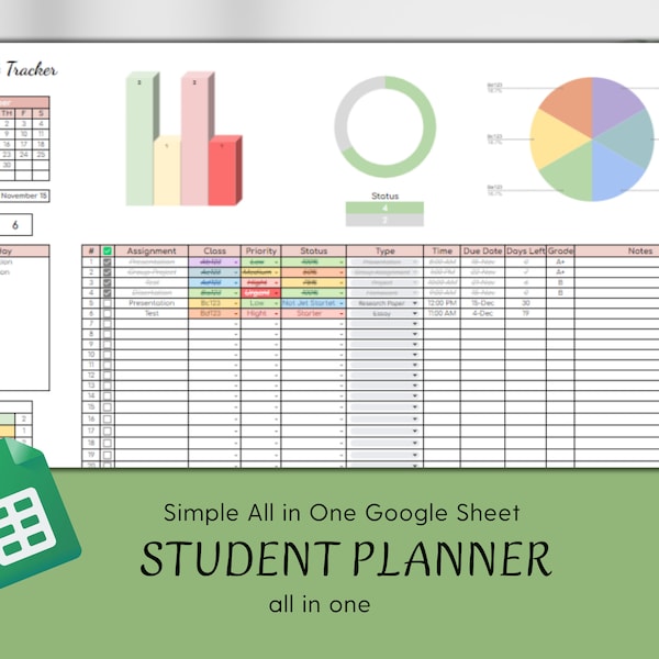 Study Spreadsheet Template - Etsy UK