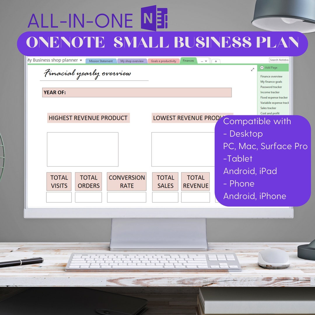 Business Plan Guide in Onenote, Planner Template for Small Shop ...