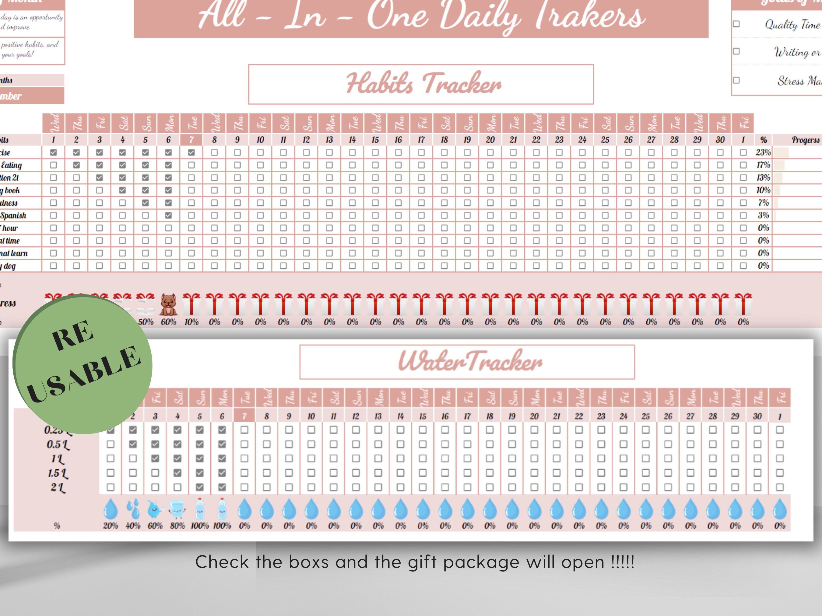 Self-care Checklist 2024 Diary Spreadsheet Template,healt Tracker 365 ...