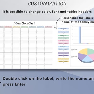Visual Chore Chart Spreadsheet Template, Household Chore, Roommate ...