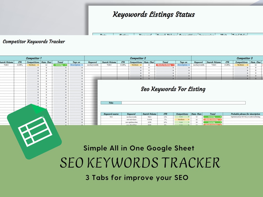 Seo Optimization Keywords Spreadsheets in Google Sheet. SEO ...