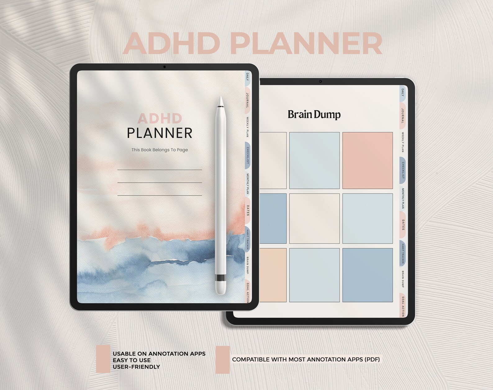 ADHD Digital Planner for Ipad, Goodnotes, Android. Adult ADHD Daily ...