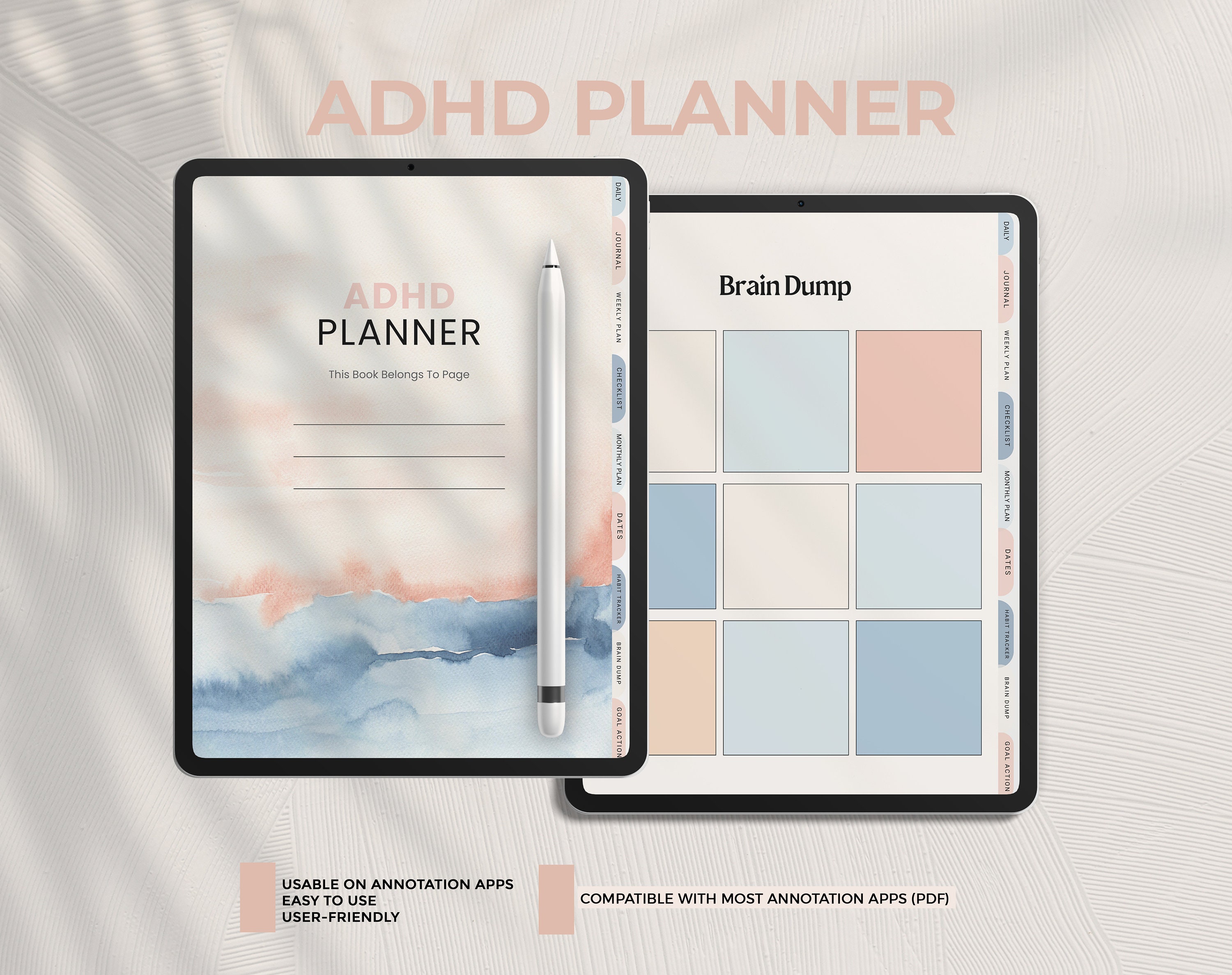 ADHD Digital Planner for Ipad, Goodnotes, Android. Adult ADHD Daily ...