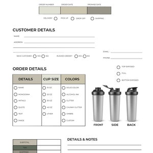 Custom Tumbler Order Form, Editable Order Form, Small Business Order ...