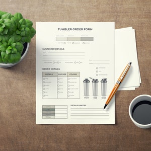 Custom Tumbler Order Form, Editable Order Form, Small Business Order ...